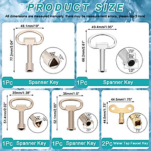 Chumia 8 Pieces Multi-functional Utility Key Kit 4 Way Sillcock Key Plated Steel Water Keys Sillcock Wrench Radator Key Garden Hose Wrench for Radiators Gas Electric Meter Boxes Faucet and Lock