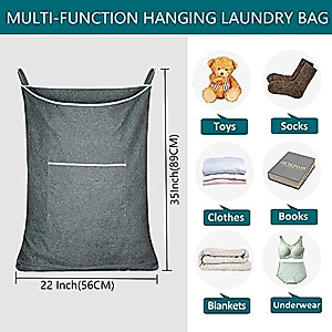CALLMYBO Hanging Laundry Hamper, Hanging Hamper with Free Hanging Hooks, Space Saving Hanging Laundry Hamper Bag (1 Mid Heather Grey + 1 Pop Heather Grey)