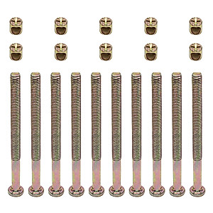 Coufce 10Pcs M6 x 80mm Bunk Bed Bolts,Hex Drive Socket Cap Furniture Bolts Barrel Nuts Set for Headboard, Bed Frame,Furniture (Zinc Plated)