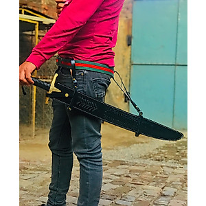 NoonKnives:Ertugrul Series (ErtugrulSword) custom made totally, carbon steel balde handle leather strip