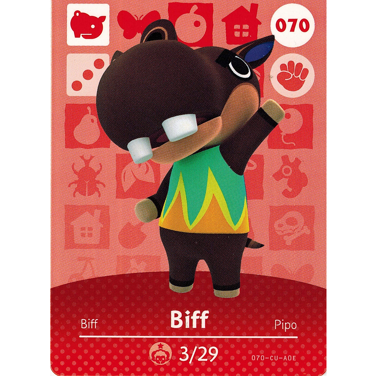 Nintendo Animal Crossing Happy Home Designer Amiibo Card Biff 070/100 USA Version