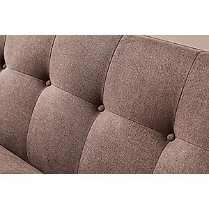 Meiyum Mid-Century Modern Loveseat/Sofa/Couch, with Upholstered Fabric in Brown for Living Room, Bedroom, Office, Apartment - Brown