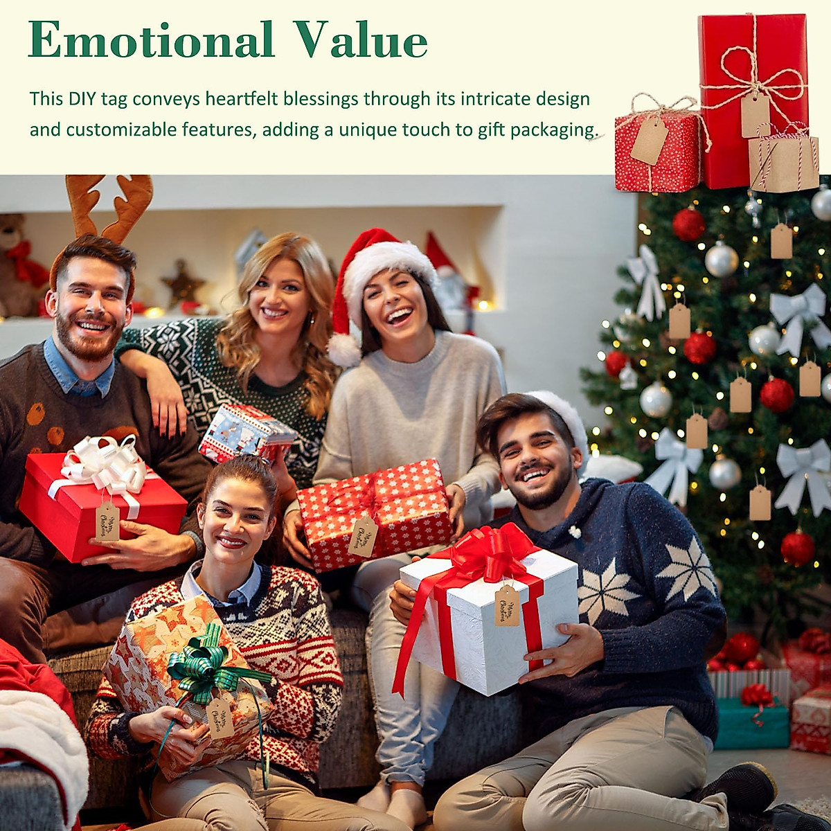 100pcs Kraft Paper Gift Tags with String, Blank Gift Bags Tags Price Tags(Brown)