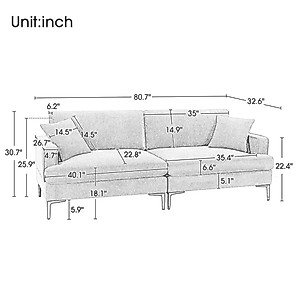 JAHH Stylish Upholstered Loveseat with Metal Legs Seat Capacity,Durable Suit for Living Room