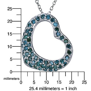 Vir Jewels 1.25 cttw Diamond Pendant, Blue Diamond Heart Shape Pendant Necklace for Women in .925 Sterling Silver with Rhodium, 18 Inch Chain, Prong Setting