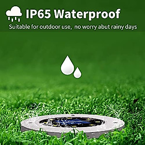 GZKPL Solar Ground Lights, Solar Landscape Lights with 8 LED Disk Lights Outdoor Pathway Lights Decorative for Landscape Pathway Patio Yard Walkway Path Fence Lawn Driveway (White)