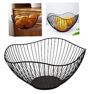 CurcKua Fruit Basket Metal Bowl Iron Wire Snack Storage Vegetable Holder Wave Shape for Kitchen Countertop.