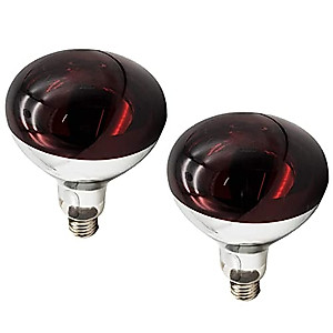 Qixivcom 2-Packs 275W Heat Lamp Bulb Infrared Heating Bulbs Dark Red Light Glass Heat Lamp E26 Waterproof Anti-Explosion Thickened Bulbs for Piglet Chicken Duck Birds Bathroom Light Therapy Use