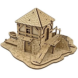 TowerRex Wooden Laser Cut Watermill DND Terrain Buildings - DND Accessories for Dungeons & Dragons, Pathfinder, Warhammer, Tabletop Battle map, Wargaming Terrain, RPG Scenery for 32mm, 28mm miniatures