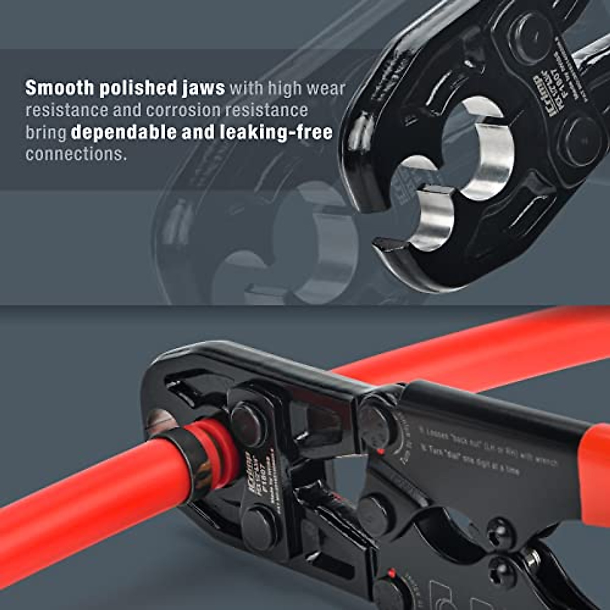 iCrimp 1/2 and 3/4-inch Combo Pex Pipe Crimping Tool for Copper Ring with Gauge meets ASTM 1807 Standard-manufactured by IWISS