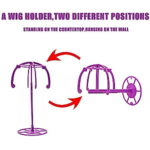 GEER Wig Stand,4 Packs Multifunctional Folding Portable Wall-Mounted Wig Holder Hanging Wig Stands Vertical Wig Hanger for All Wigs and Hats