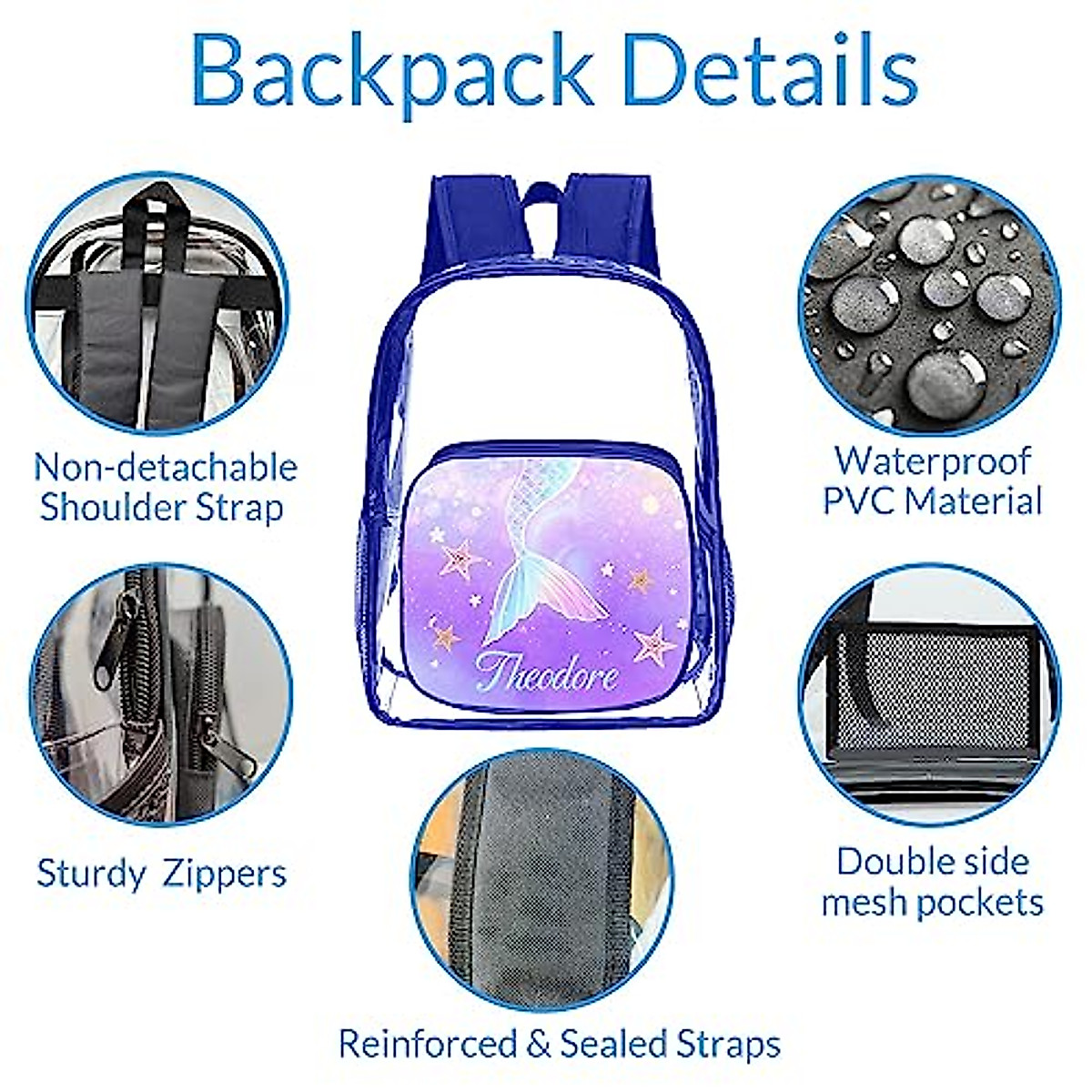 Amlion Custom Clear Backpack with Name Personalized Transparent ...