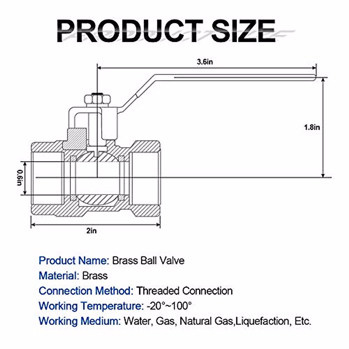 3/4" NPT 2PCS Full Port Forged Brass Ball Valve, Full Port Heavy Duty Brass Ball Valve Shut Off Switch for Water and Oil