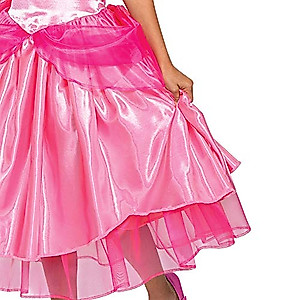 Princess Peach Costume Dress, Nintendo Super Mario Bros Deluxe Dress Up Outfit for Girls, Kids Size Small (4-6x)