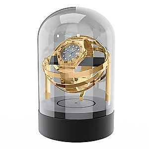 Aestoria Orbit Watch Winder - Single Watch Winders for Automatic Watches and Mechanical Watch Winder for Rolex Watch Winder Box Gyro Gyroscope Clear Transparent