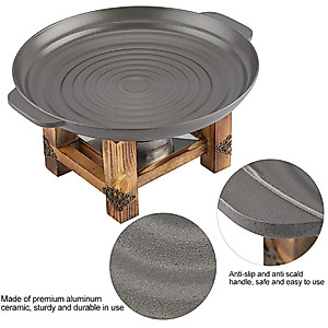 BBQ Round Roasting Tray, luminum Ceramic Plate Non Stick Grill Plate Barbecue Skewers Chafing Dish Party Buffet Pan Cookware for Barbecues, Camping, Durable and Reusable