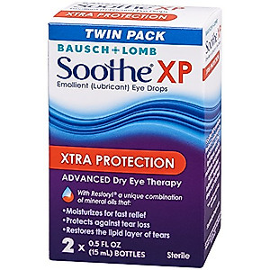 Bausch + Lomb Soothe XP Dry Eye Drops, Xtra Protection Lubricant Eye Drops with Restoryl Mineral Oils, , 0.5 Ounce Bottle Twinpack, 0.5 Fl Oz (Pack of 2)