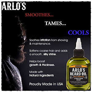 Arlo's Pro Growth Beard Oil - Citrus Basil 2.5 oz. - Promotes Beard Hair Growth