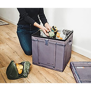 Ukonic Halo Ammo Crate 15-Inch Storage Bin Cube Organizer with Lid and Handles | Cubby for Closet, Shelves, Toys | Fabric Basket Container, Home Decor for Playroom | Video Game Gifts and Collectibles