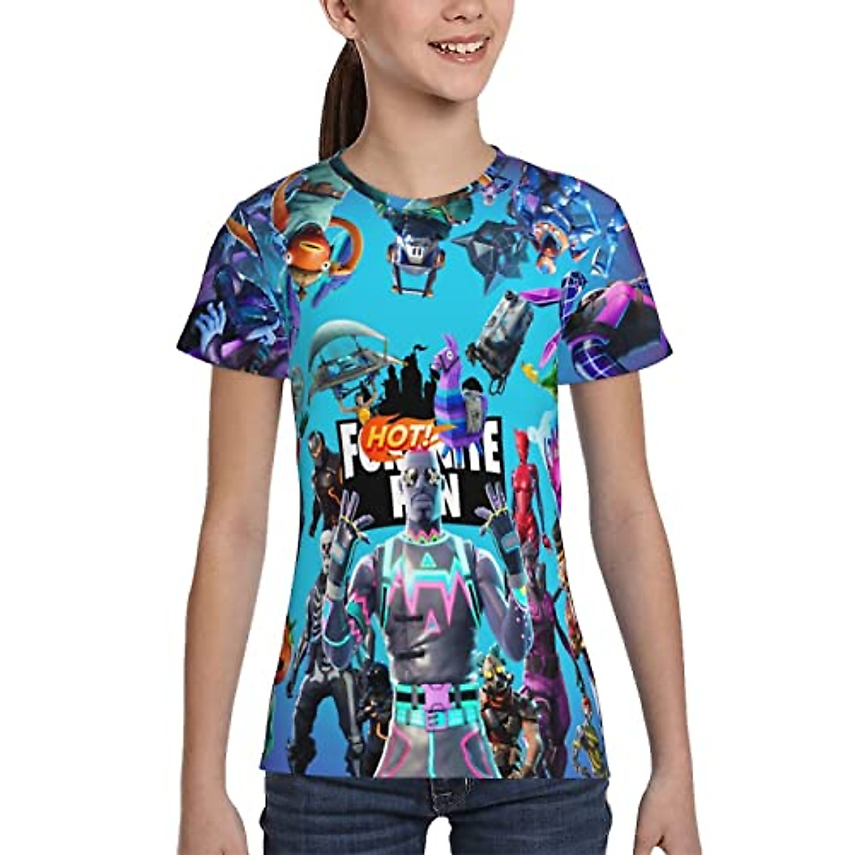 ZRJYFW Kids Game T-Shirt Suit Boys/Girls Battle Royale Shirt Two-Piece 3d Printed Top Set 3-Small