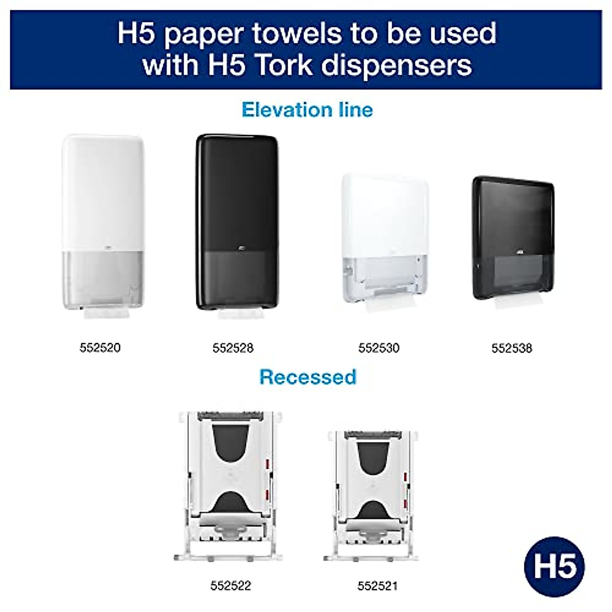 Tork PeakServe Continuous Hand Towel White H5, Advanced, Compressed, 12 x 410 sheets, 105065