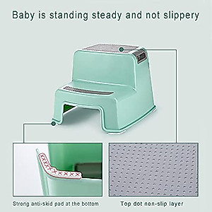 GKZJ 2 Step Stool for Kids, Sturdy Double Step Stool for Toddlers, Anti-Slip Stool for Children,Use in The Kitchen and Bathroom,Blue