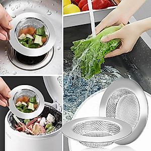 2PCS Kitchen Sink Strainer, Universal Sink Drain Filter, Sink Basket Strainer, 4.5 Inch Stainless Steel Sink Drain Strainer, Food Catcher for Kitchen (Strainers)