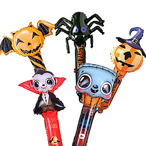 Halloween Inflatables Treats Toys 10pcs For Kids Party Favors Hand Hold Balloon Nightmare Before Christmas Toys Skeleton Spider Pumpkin Vampire Zombie Ghost Bat Outdoor Games Party Supplies