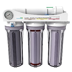 AQUATICLIFE 4-Stage Reverse Osmosis Water Filtration Deionization System, RO/DI Filter Unit 100 GPD