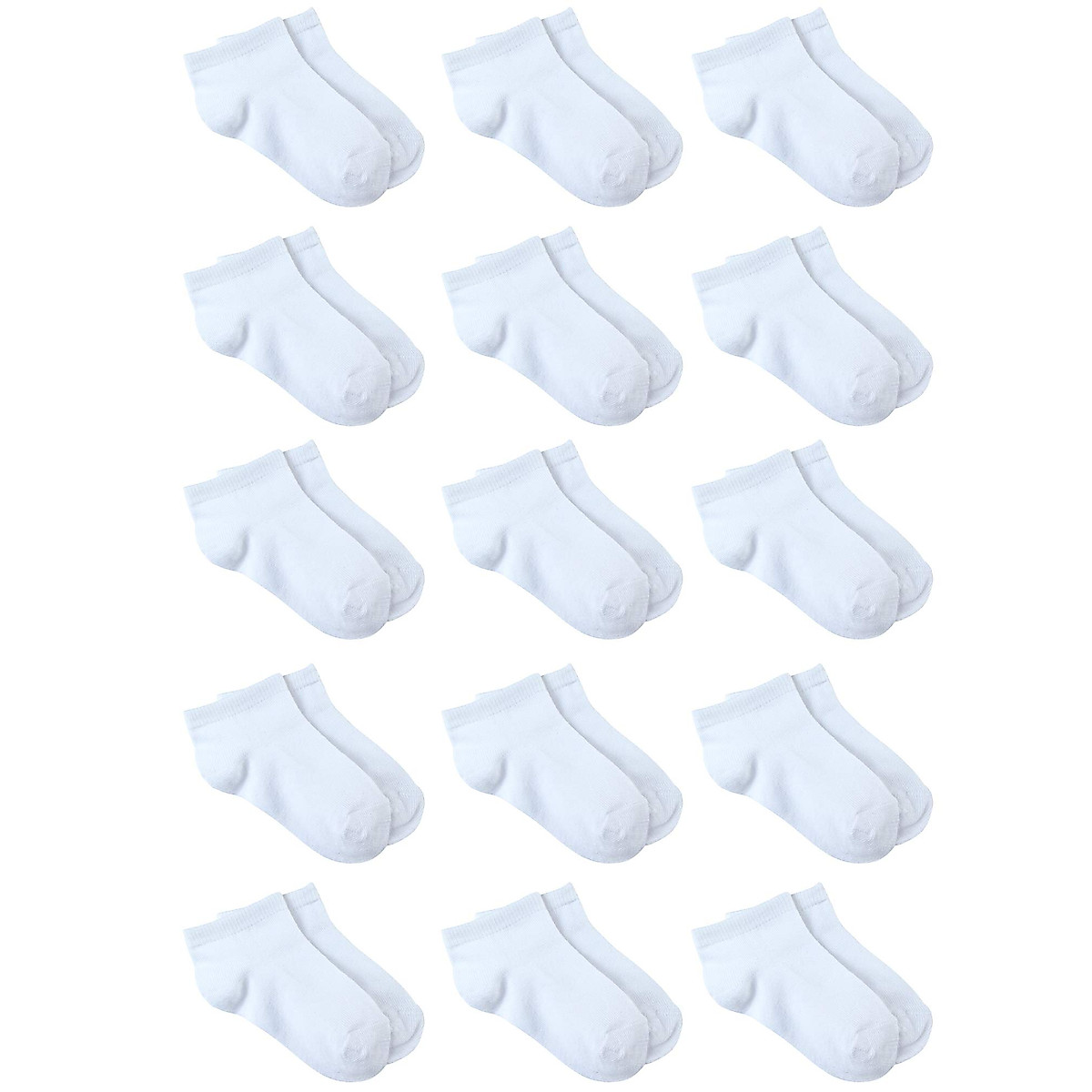 Cooraby 15 Pack Kids' Half Cushion Low Cut Athletic Ankle Socks Boys Girls Ankle Socks