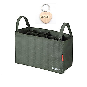 LTDH Stroller Organizer Bag Waterproof Insert Bag Universal Stroller Storage Bag For Baby Accessory Organizer With 7 Partition (Armygreen)