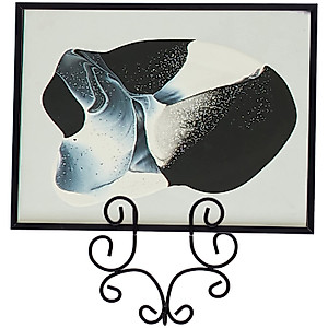 MyGift Wall Plate Display Holder, Set of 2 - Vintage Scroll Work Style Black Metal Wall-Mounted Tea Cup and Saucer Hanging Rack, Holds Plates Up To 11 Inches