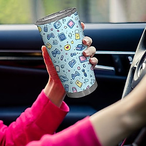 FOCIUZTA 20oz Playful Gaming Tumbler with lid, Travel Coffee Cup, Ideal for Easter, Gaming Enthusiast, Mother Day, and birthday gifts