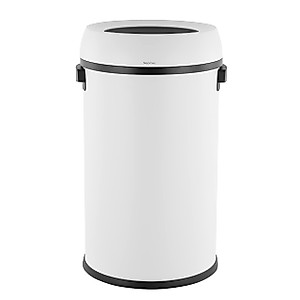 happimess HPM1015B 17.2-Gallon White Open-Top Trash Can with Soft-Close Lid, Modern, Minimalistic, Fingerprint Proof for Home, Kitchen, Laundry Room, Office, Bedroom, Bathroom