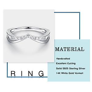 MOOSEA Moissanite Wedding Band for Women, D Color VVS1 Clarity Lab Created Diamond Stackable Rings 14K White Gold Vermeil Double Contour Moissanite Rings for Women Promise Rings for Her