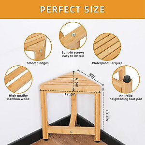 TYYIHUA 13.2" Shower Foot Rest for Shaving Legs,Corner Shower Stool, Small Bathroom Bench Suitable for Small Shower Spaces-Waterproof Shower Stool for Inside Shower Triangle