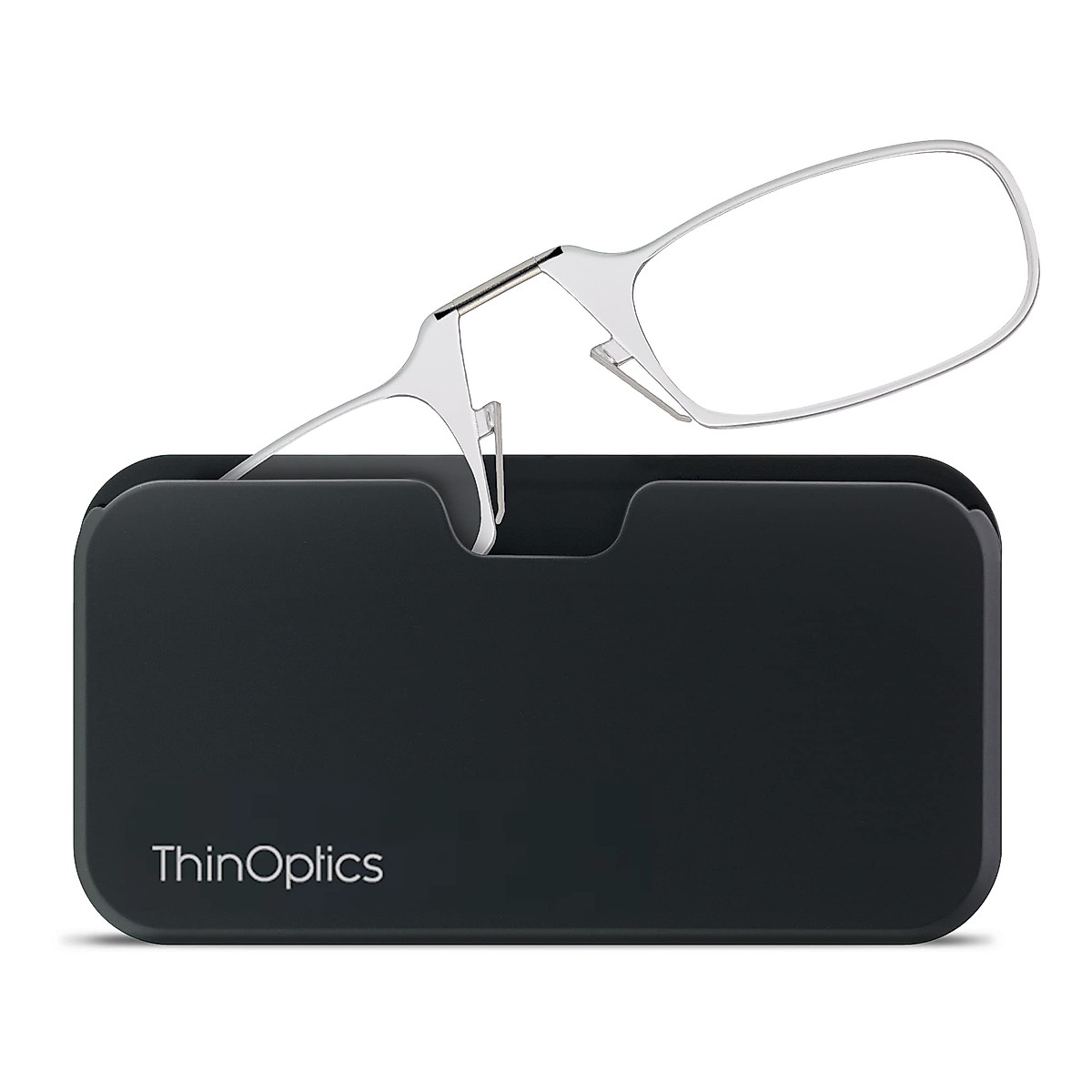 ThinOptics unisex-adult Reading Glasses + Black Universal Pod Case | Clear Frames, 2.50 Strength Readers Clear Frames / Black Case, 44 mm