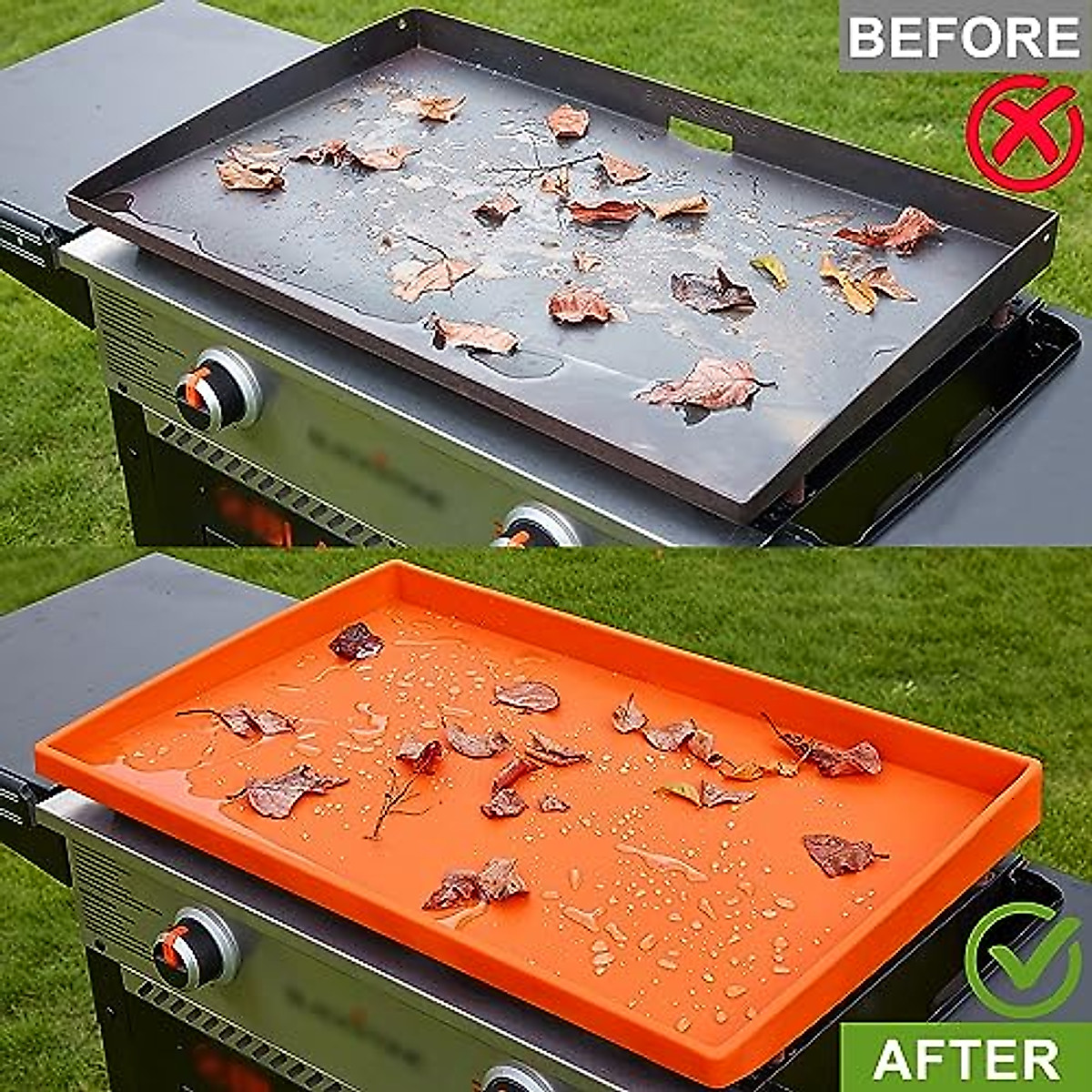 Upgraded Griddle Cover Mat for 28 Inch Blackstone Griddle, Full-edge Griddle Silicone Protective Mat, Heavy Duty Food Grade Silicone Grill Cover Protect Your Griddle from Insects, Debris and Rust