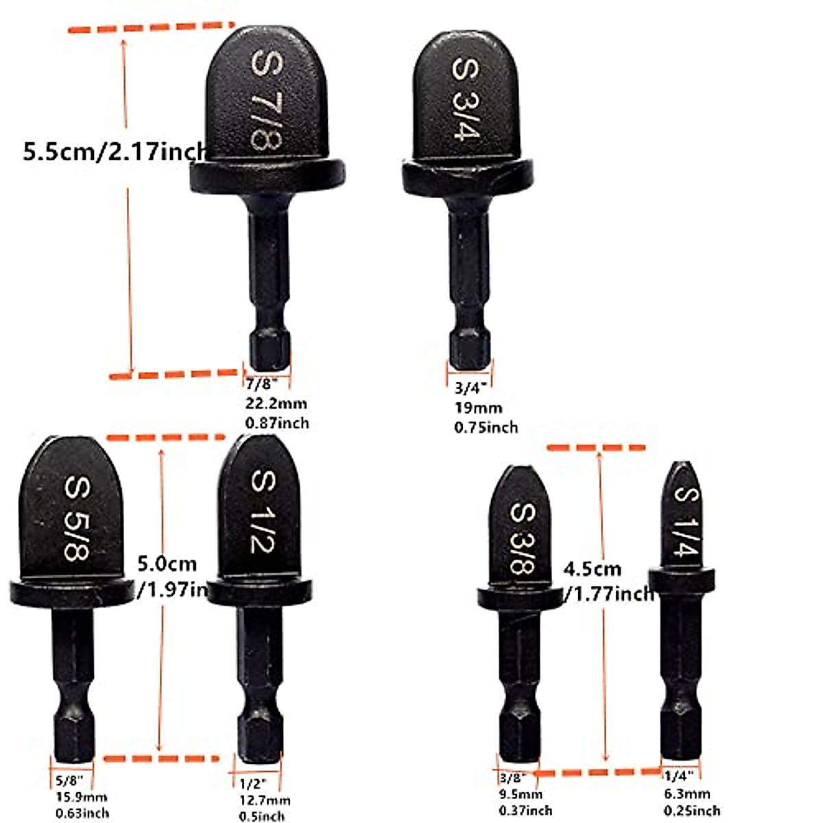 6pcs HVAC Repairing Set Air Conditioner Copper Tube Expander Swaging Tool Manual Pipe Swage Expander Drill Bit Soft Copper Tubing Bit with 1/4'', 3/8'', 1/2'', 5/8'', 3/4'', 7/8' Bits