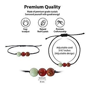 BOHO GARDEN Zodiac Bead Bracelets,3 Polished Birthstone Crystal Beaded Bracelets,Made of Real & Natural Gemstones, Adjustable 3-9.7” Black Rope,Jewelry for Men, Women, Teens,8mm Beads…, Polyester