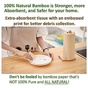 Purafide Premium-Quality, All-Natural Bamboo Paper Towels, Tree-Free, Chemical-Free, Extra Durable, Super Absorbent, Select-a-Size 2-Ply, 90 Sheets Per Roll. (PT 6 Rolls)