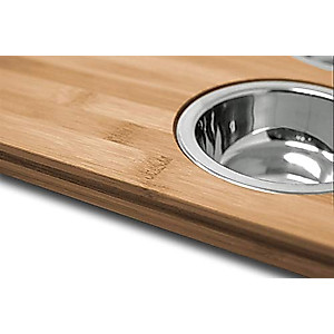 VersaChop Duo, Large 18 inch X 12 inch Cutting Boards for Kitchen. Totally Natural Organic Moso Bamboo Cutting Board with Two Integrated Stainless Steel Bowls attached for organization and storage.