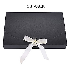 10 Pack Gift Card Boxes Large Luxury Gift Envelope Wrapping Box with Lid Ribbon Shirt Gift Box for Birthday Wedding Proposal Parties Christmas Valentine New Year Gift Present Packaging Box (Black)
