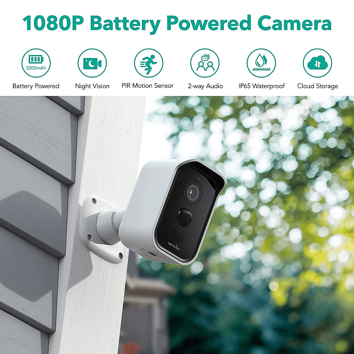 wansview Wireless Security Camera Outdoor, 1080P HD Wireless Rechargeable Battery Powered WiFi Home Security Camera, 2 Way Audio, Waterproof, Cloud Storage B3