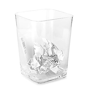 Huang Acrylic Clear Square Wastebasket Trash Can | Garbage Container Bin for Bathrooms, Kitchens, Home Offices | Shatter-Proof, Stylish, Durable and Compact Design