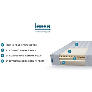 Leesa Original Foam 10" Mattress, Full Size, Cooling Foam and Memory Foam / CertiPUR-US Certified / 100-Night Trial, Grey