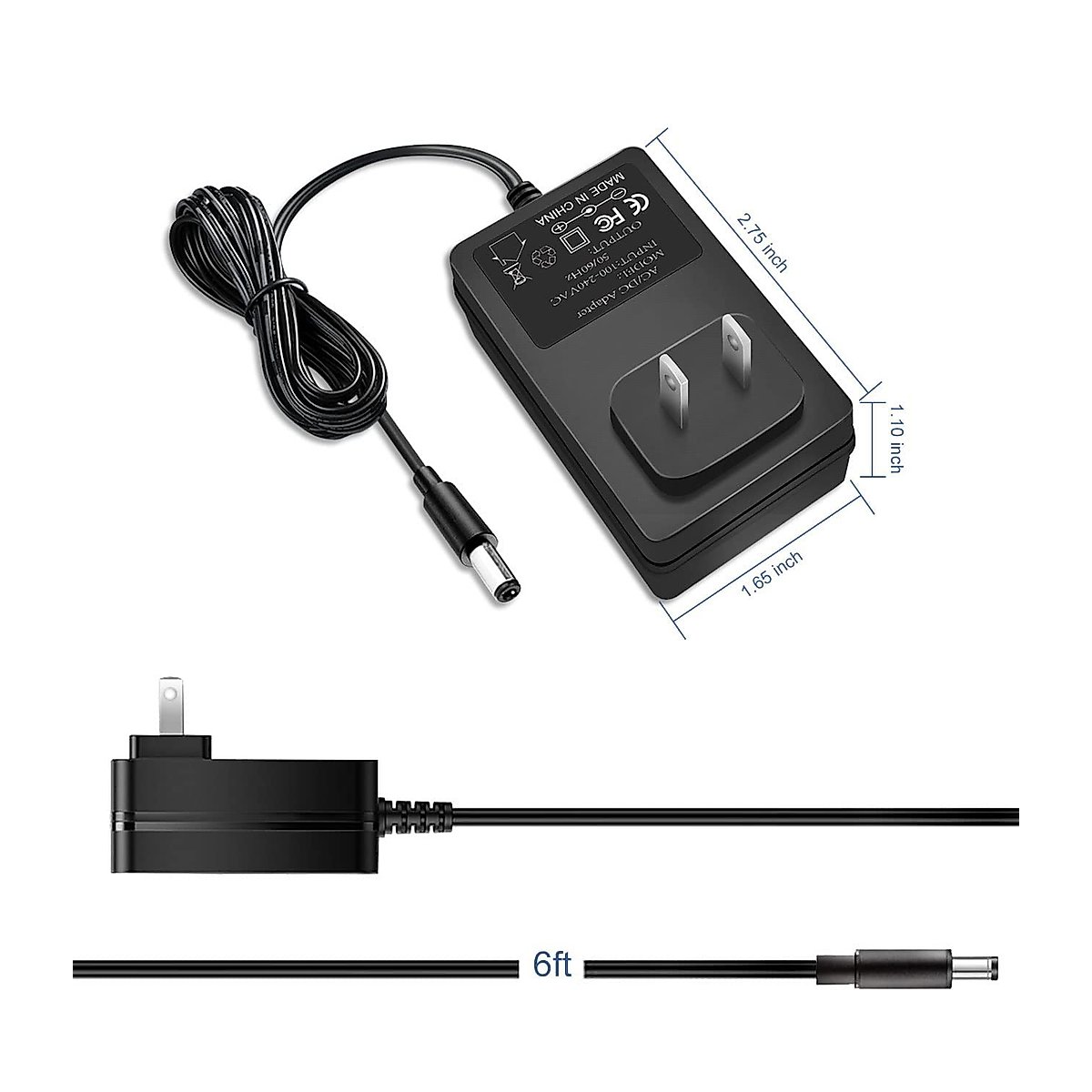 9V 2A Power Supply AC 100-240V to DC 9Volt 500mA 1500mA 2Amp 18Watt, 5.5x2.5mm Plug Wall Adapter for Arduino Elliptical Machine LEDs Router Speaker Camera CCTV etc.(Regulated Switching Power Charger)