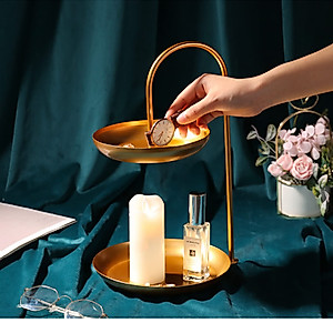 Aendraty Necklace Holder Jewelry Stand Display 2-Tier Tabletop Jewelry Organizer Tower for Show Jewelry Bracelets Necklaces Earrings with Two-Tiered Storage Tray （Nordic Style） Gold