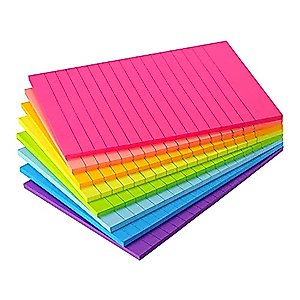 Early Buy Lined Sticky Notes with Lines 4x6 Self-Stick Notes 8 Bright Color 8 Pads, 35 Sheets/Pad