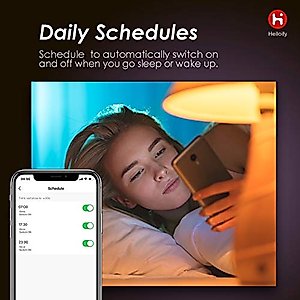 Helloify A19 Smart WiFi LED Light Bulbs, RGBCW Multi-Color Changing, Warm to Cool White Dimmable, Work with Alexa & Google Home (No Hub), 60W Equivalent E26, RGB+2700K-6500K, 2 Count